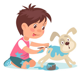 Kids destroy children bad behavior boy painting Vector Image