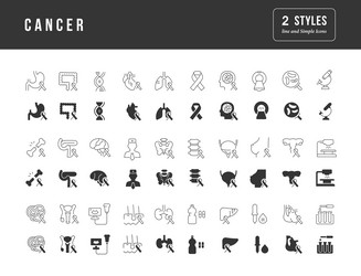 Set of simple icons cancer Royalty Free Vector Image