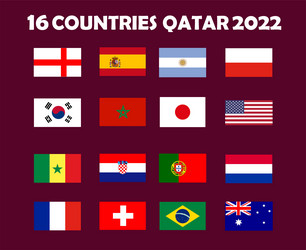 16 countries flag emblem with names symbol design Vector Image