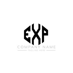 Exp letter logo design with polygon shape Vector Image