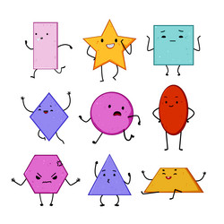 Basic geometric shape character cartoon Royalty Free Vector
