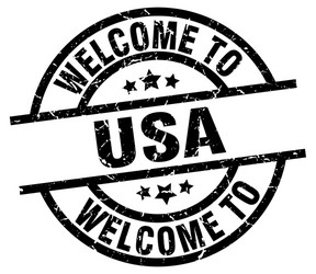 Welcome to usa black stamp Royalty Free Vector Image