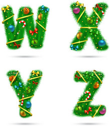 Fir tree font letters Royalty Free Vector Image