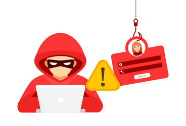 Hacker with a phishing trap targeting personal Vector Image