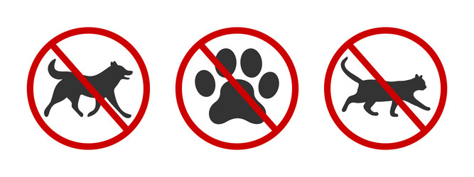 No pets and allowed icons animals ban Royalty Free Vector