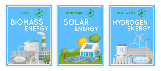 Renewable energy source posters collection Vector Image
