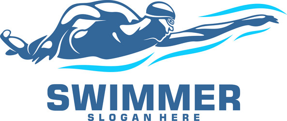 Swimming text with swimmer cartoon sport graphic Vector Image