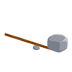 Lever of stick with stone lifting cobblestone Vector Image