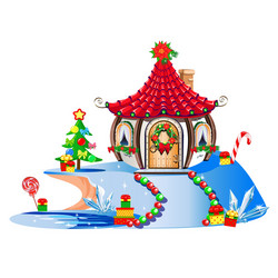Christmas house with festive decorations Vector Image