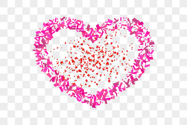 Heart confetti isolated white transparent Vector Image