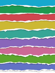 Collection of elongated torn color paper scraps Vector Image