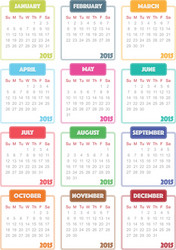 Mini cute calendar 2015 seasons Royalty Free Vector Image