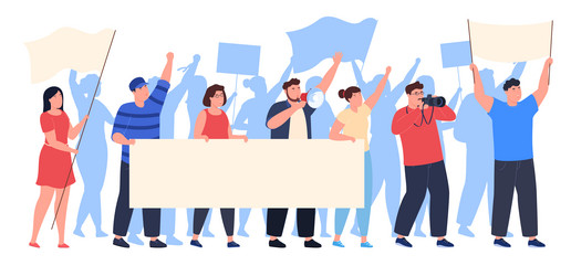 Crowd of opposing people taking part in a protest Vector Image