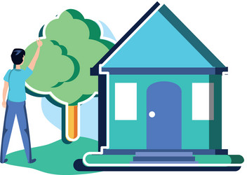 Isolated avatar man and house design Royalty Free Vector