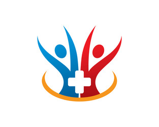 People and plus logo template icon symbol Vector Image