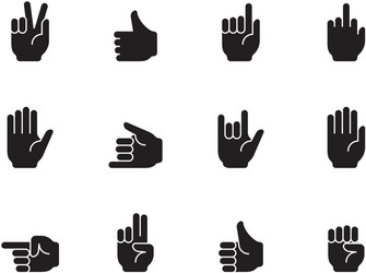 Set of 11 stickers with gestures and lettering Vector Image
