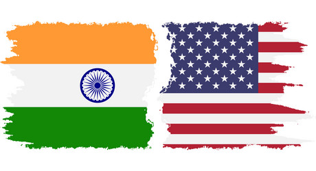 India and usa grunge flags connection Royalty Free Vector
