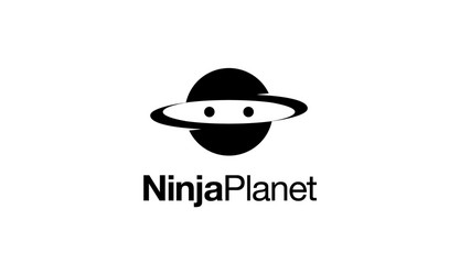 Ninja planet logo design template Royalty Free Vector Image