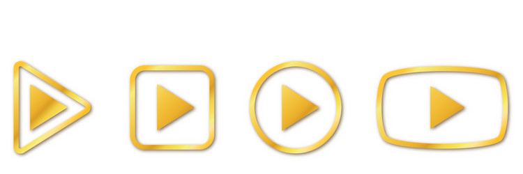 Gold play button icon isolated Royalty Free Vector Image