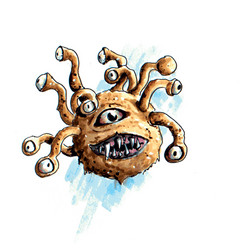 With hand draw dnd beholder Royalty Free Vector Image