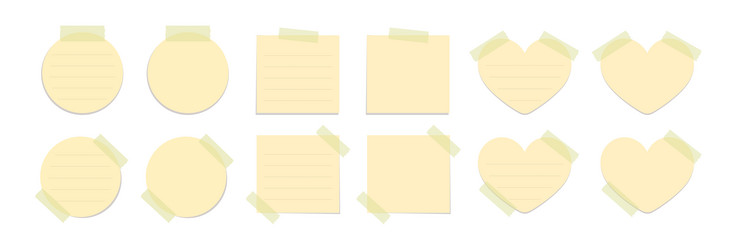 Round yellow sticky note template taped office Vector Image