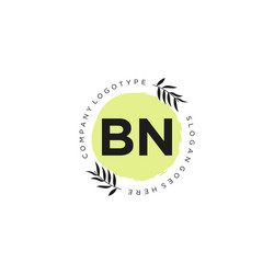 Bn initial handwriting logo with circle template Vector Image