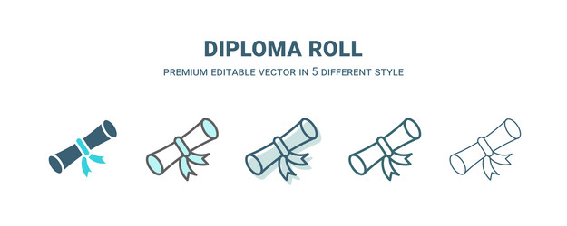 Diploma roll icon outline roll roll icon Vector Image