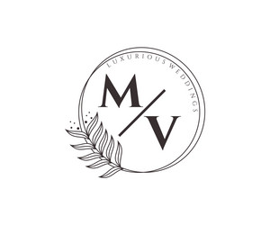 Mv initials letter wedding monogram logos Vector Image