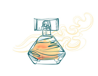 Perfume line art sketch outline isolated design Vector Image