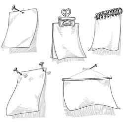 Set of hand drawn paper notes notepapers Vector Image