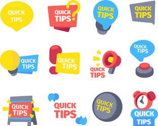Quick set tips useful hints and color Royalty Free Vector