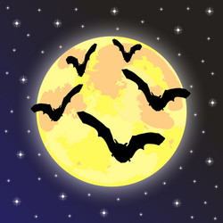 Bats on the background of the full moon Royalty Free Vector
