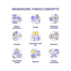 Memorizing things tricks blue gradient concept Vector Image