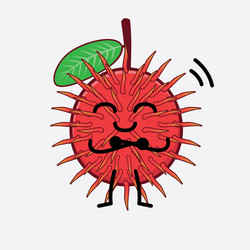 Rambutan fruit cute character with simple face Vector Image
