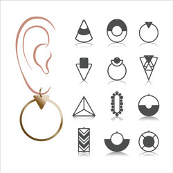 Earring shape template black shadow of earrings Vector Image
