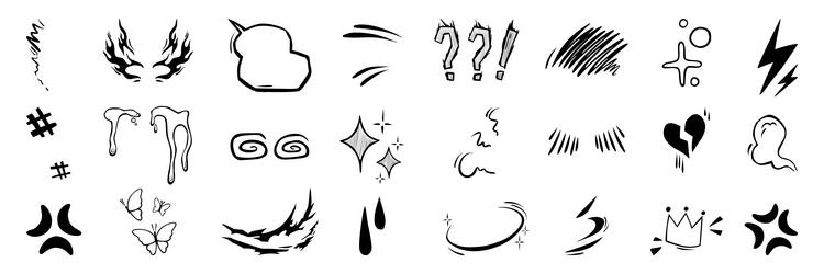 Anime manga ink drawing emotion effect element Vector Image