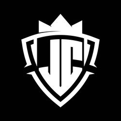 Jc letter logo monogram hexagon shape with crown Vector Image