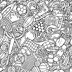 Sports hand drawn doodles Royalty Free Vector Image