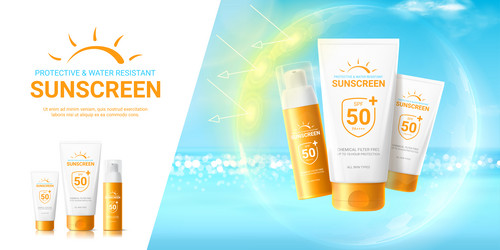 Summer sunscreen cream ad Royalty Free Vector Image