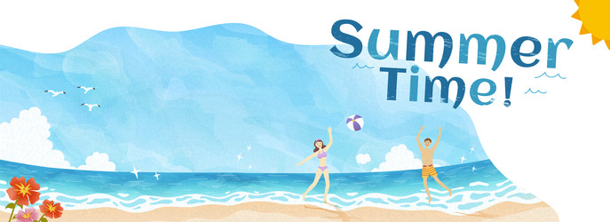 Summer time playing at the beach Royalty Free Vector Image