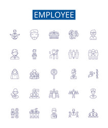 Employee line icons signs set design collection Vector Image