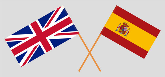 Uk and spain british and spanish flags Royalty Free Vector