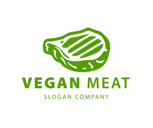 Vegetarian meat premium logo plant based meat logo