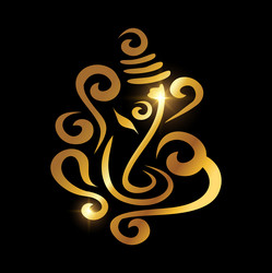 Golden ganesh puja ganesh chaturthi sign Vector Image