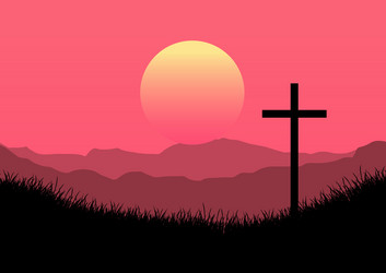 Good friday landscape background with jesus Vector Image