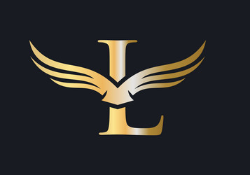 Letter l wing logo design for freight Royalty Free Vector