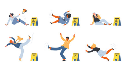 Falling people composition set Royalty Free Vector Image