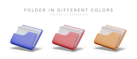 Realistic yellow folder with documents Royalty Free Vector