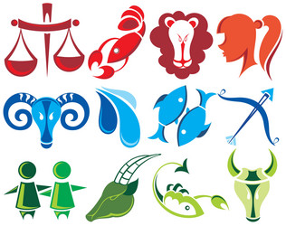 Zodiac signs for astrology simple set of outline Vector Image