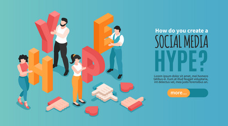 Isometric hype social media infographic set Vector Image